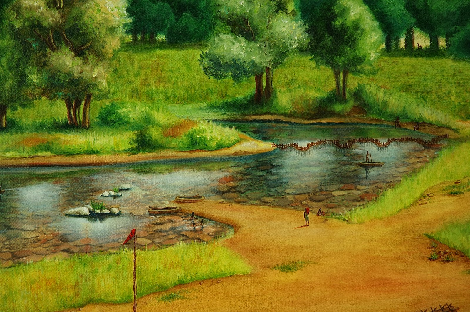 Creek Village Painting