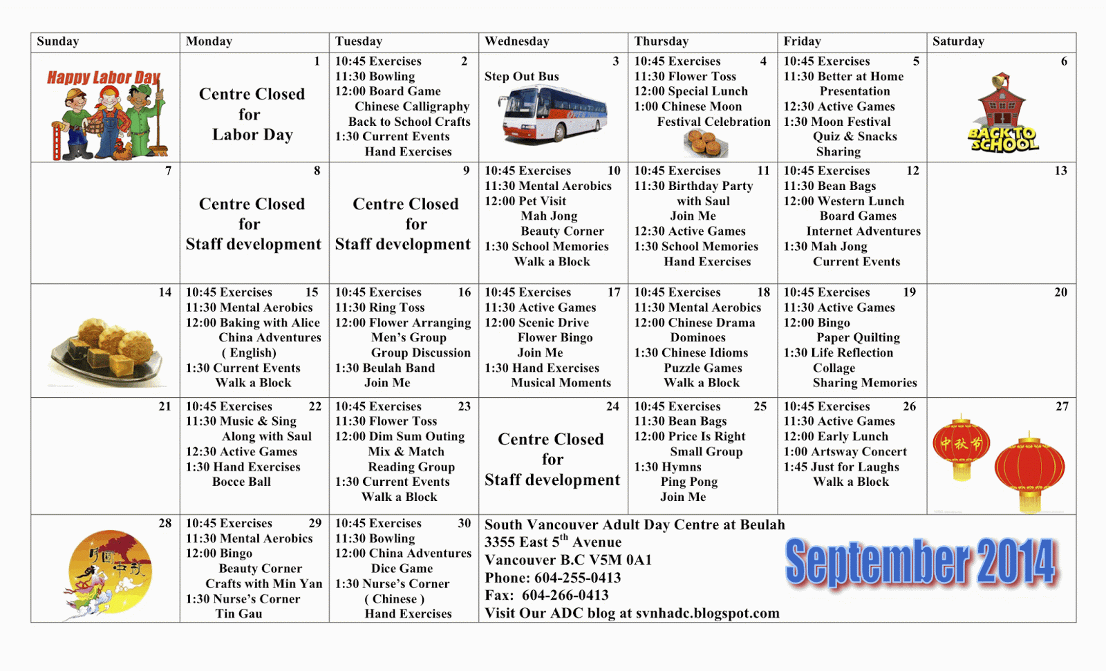 South Vancouver and Beulah Gardens Adult Day Programs: September 2014