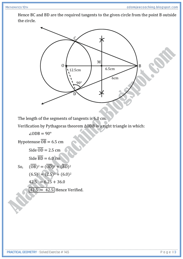 Adamjee Coaching: Practical Geometry - Exercise 14.5 - Mathematics 10th