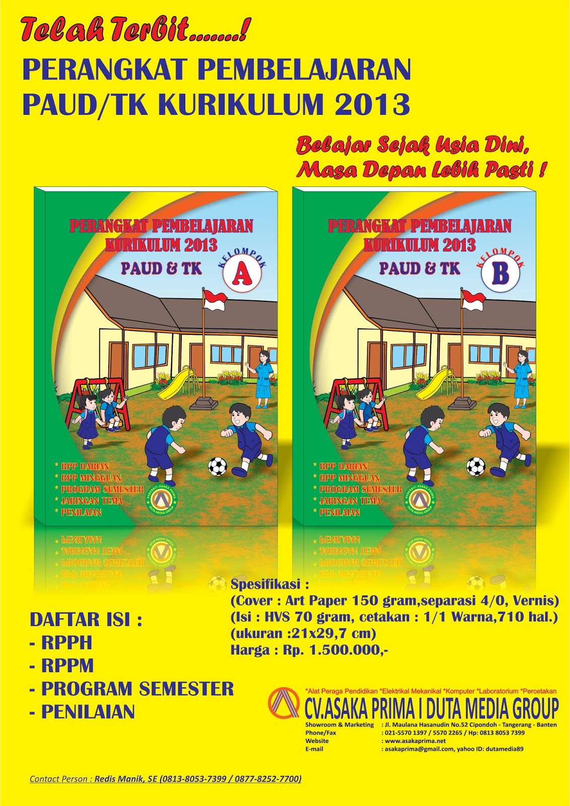Jual Buku PROTA, PROSEM, RKM/RPPM, RKH/RPPH TK/PAUD/RA Kurikulum 2013 ...