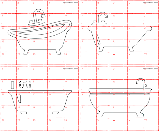 Picture puzzle: Free printable Bath Tub picture puzzle game drawing ...