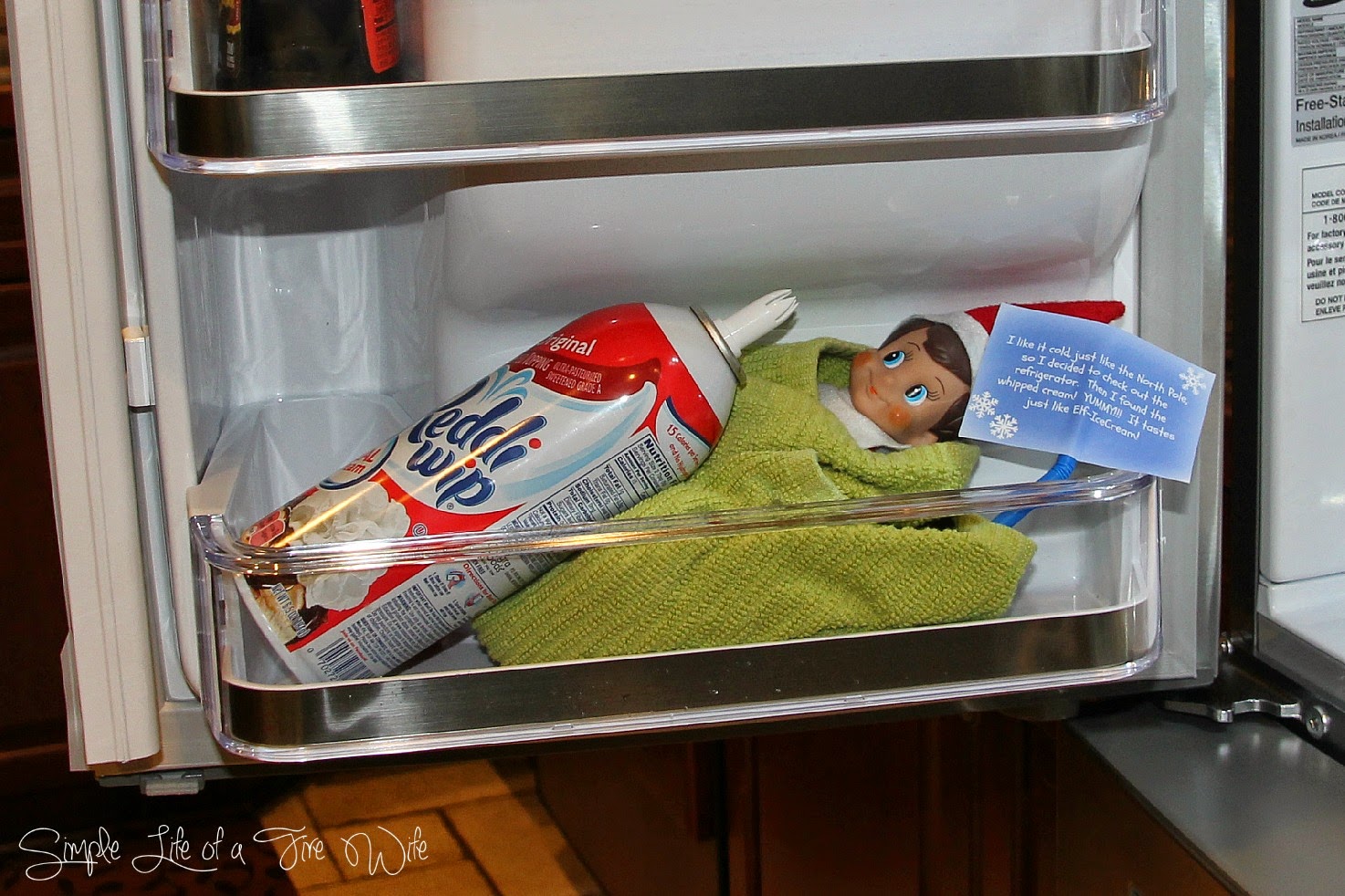 Simple Life of a Fire Wife: Elf on the Shelf: In the Fridge!