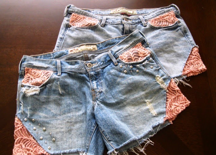 The Crafty Adventures of The Naughty Bear: Bling and Lace Upcycled Jean ...