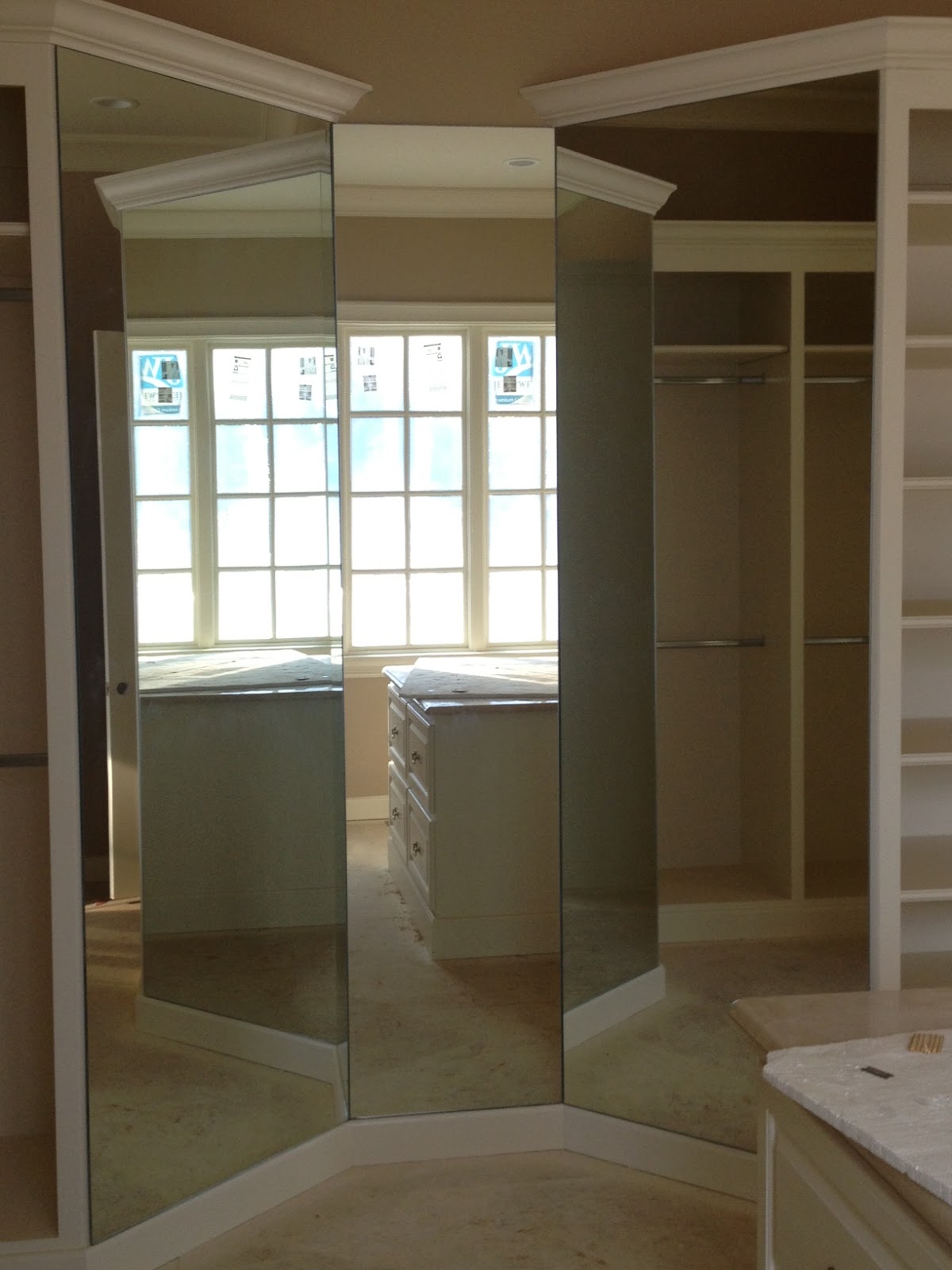 New Pics!: Master Closet with three piece Mirror Wall!