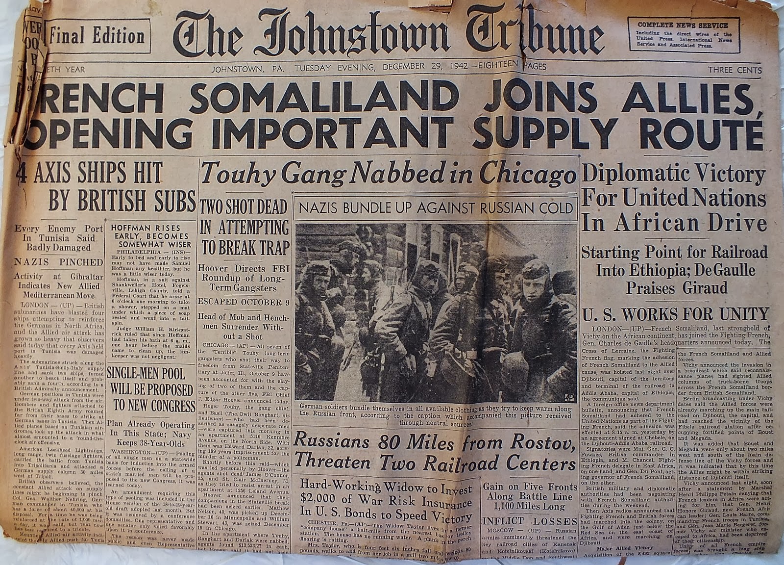 The Johnstown Tribune - WWII: December 29, 1942: FRENCH SOMALILAND ...
