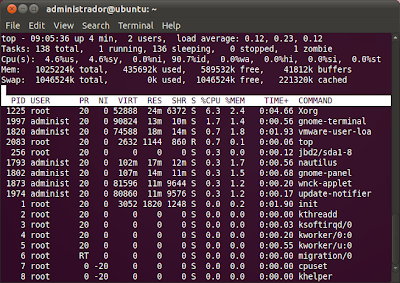 EL BLOG DE ER_GONGON: Monitorear procesos usando el comando "top" (Linux)