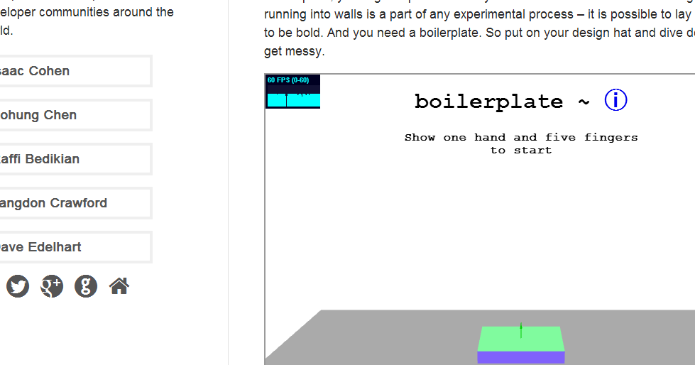 jaanga: Leap + Three.js: Boilerplate post at Leap Motion Labs