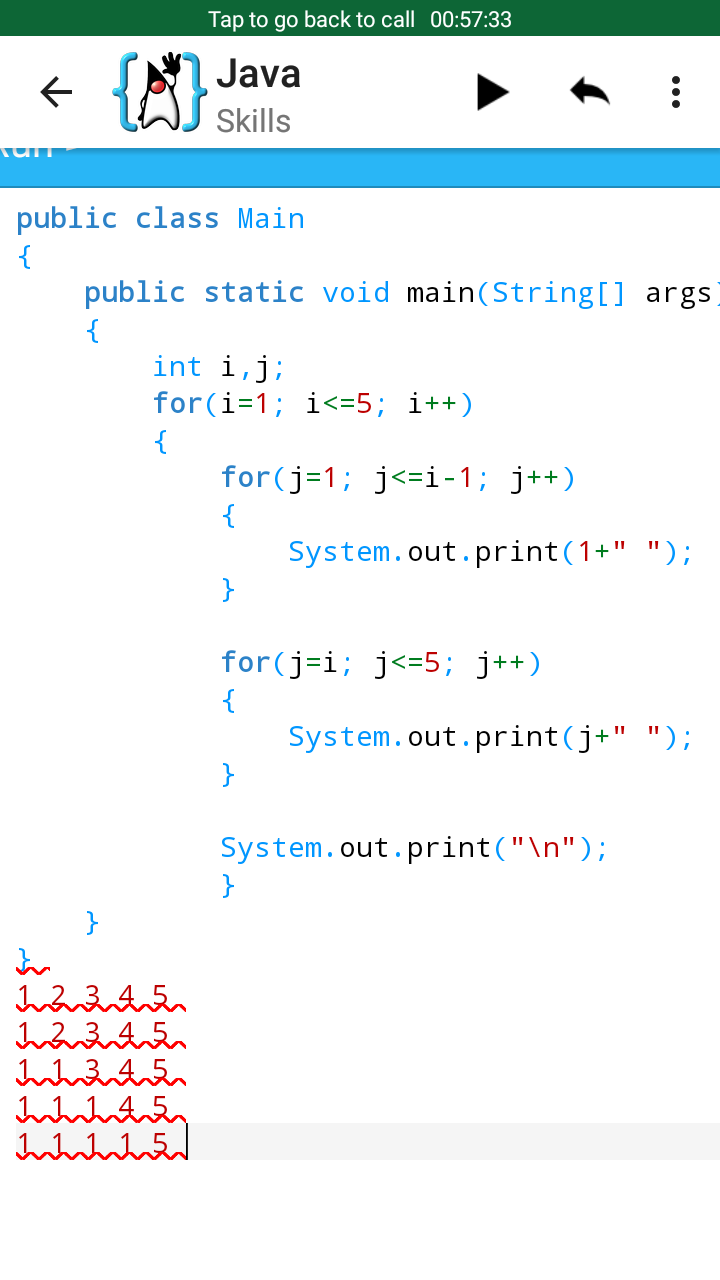 ICSE ISC Java Programs: Pattern Program 1