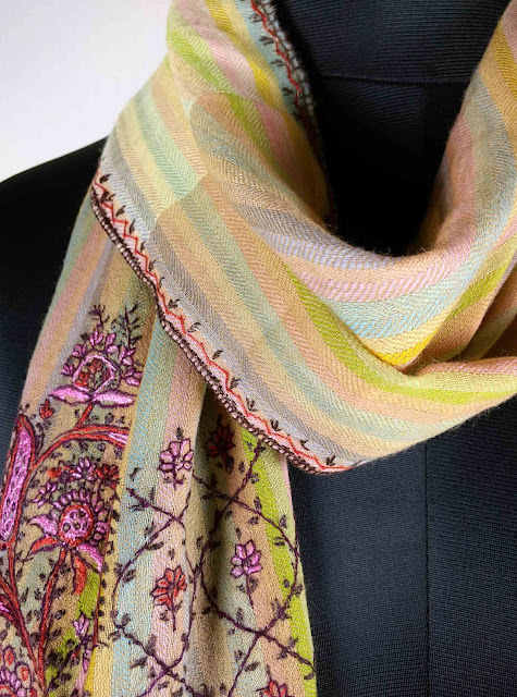 Handmade Scarves and Stoles: Hand Embroidered Pure Wool Pashmina Stole ...