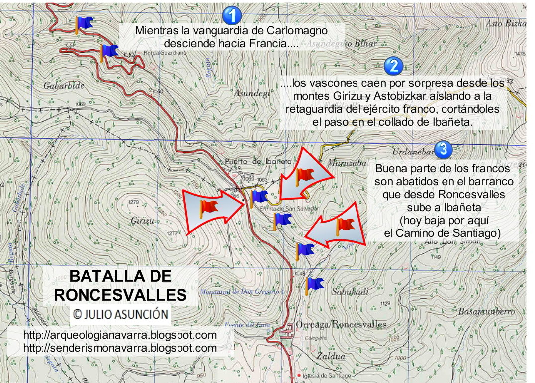 Arte, Historia y curiosidades: LA BATALLA DE RONCESVALLES - Mapas de la ...