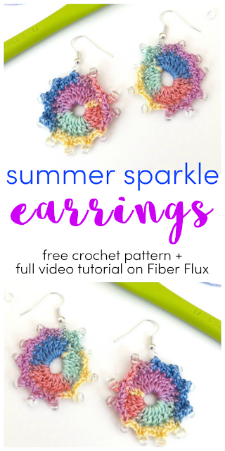 Fiber Flux: Summer Sparkle Earrings, Free Crochet Pattern + Full Video ...
