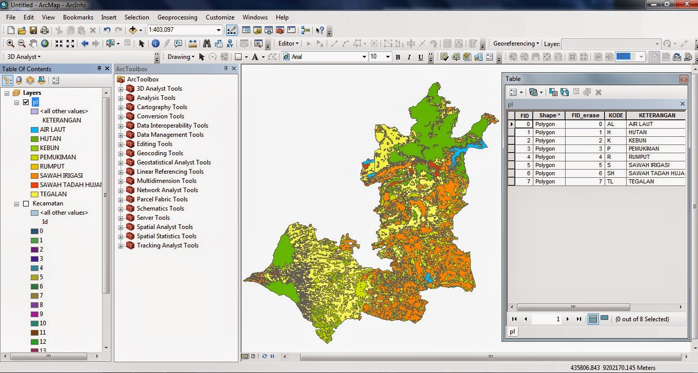 Menghitung Luas Penggunaan Lahan di ArcGIS 10 ~ Air Itu Mengalir