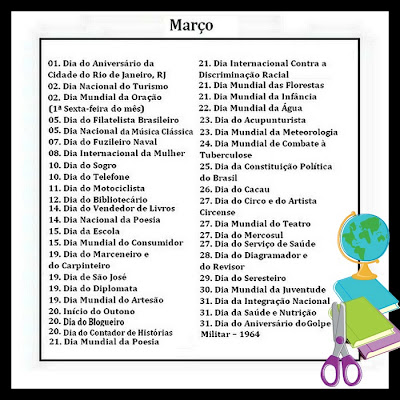 BLOG PROFESSOR ZEZINHO: Datas comemorativas de março