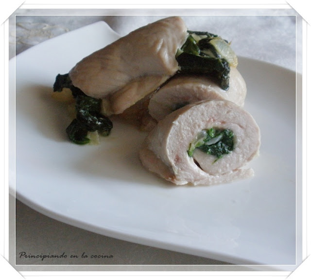 PRINCIPIANDO EN LA COCINA: Rollitos de pavo rellenos de espinacas y queso