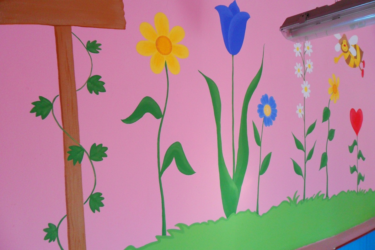 Murales Infantiles: Mural infantil de flores en kinder