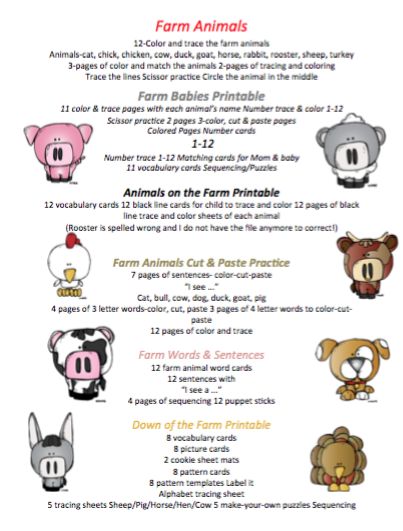 Farm Bundle - 6 Printables -156 pages ~ Preschool Printables