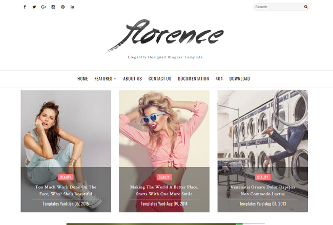 Florence Minimal & Elegant Blogger Template | Templatesyard: Free ...