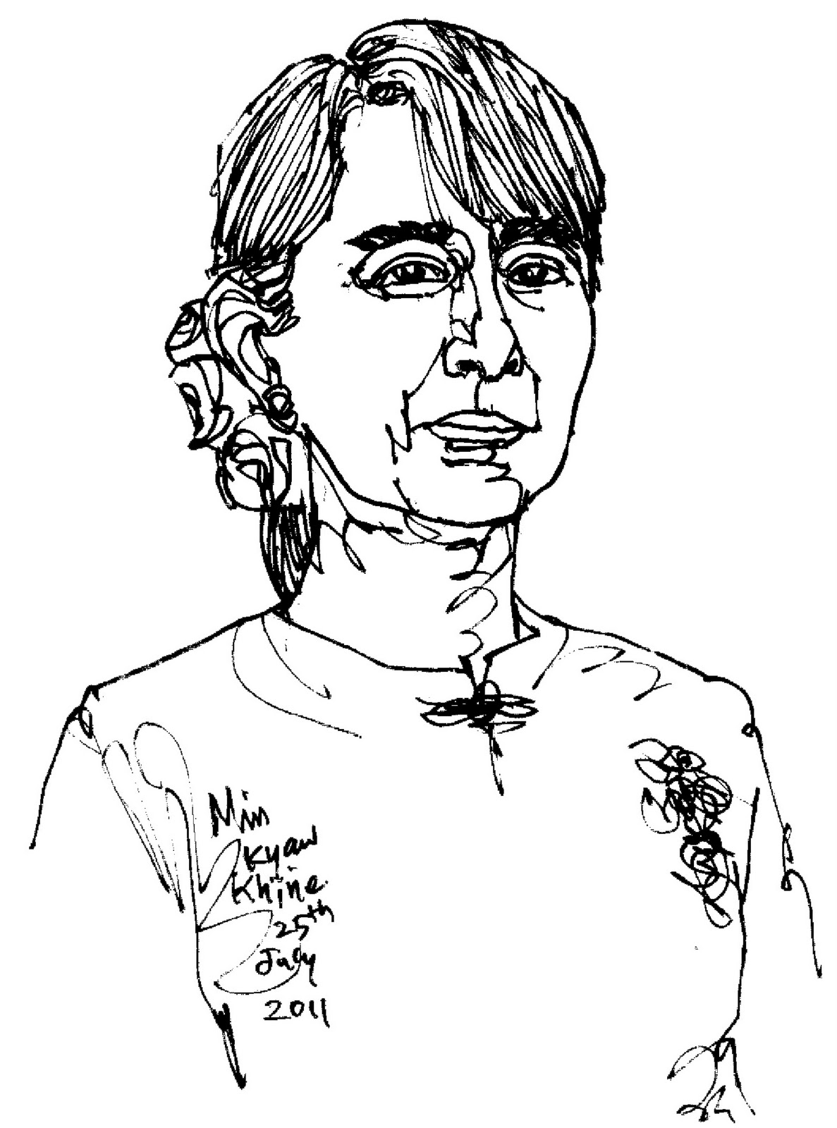 Min Kyaw Khine: My Sketches - Daw Aung San Suu Kyi