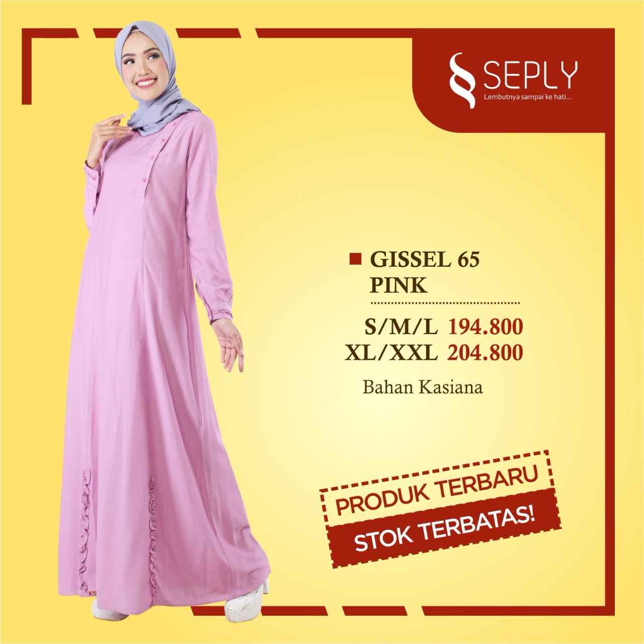 GAMIS BRANDED TERBARU SEPLY GISSEL 65 PINK