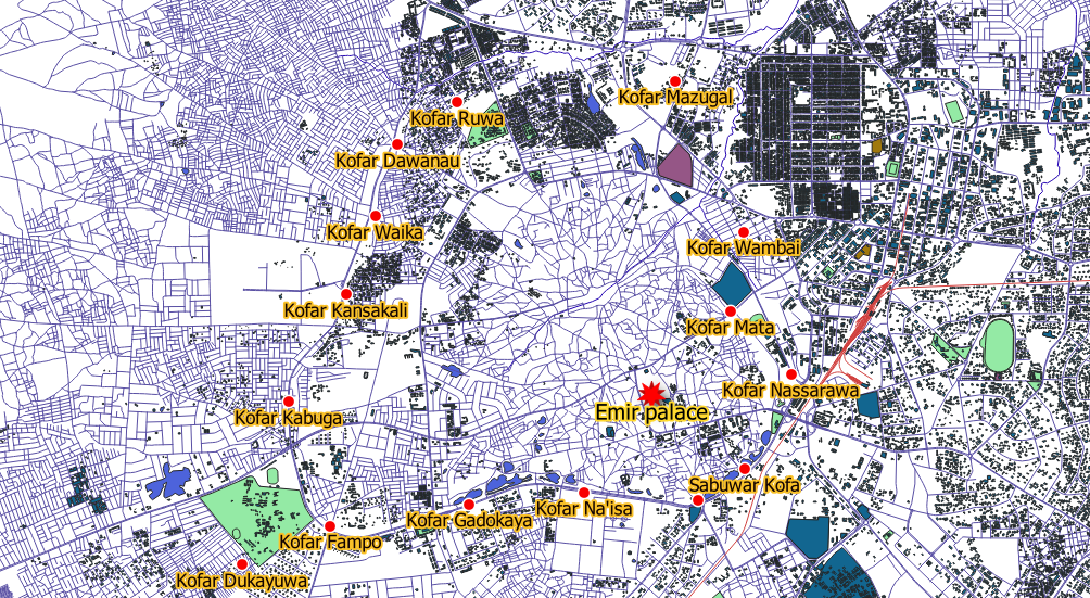Geospatial Solutions Expert: Modern Map of Ancient Kano City Gates (Kofa)
