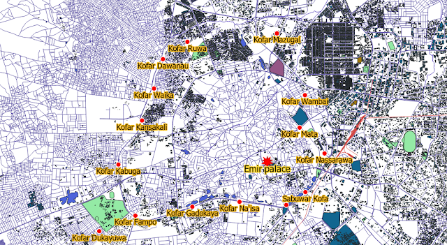 Geospatial Solutions Expert: Modern Map of Ancient Kano City Gates (Kofa)