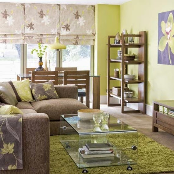 Salas modernas en verde y marrón - Colores en Casa