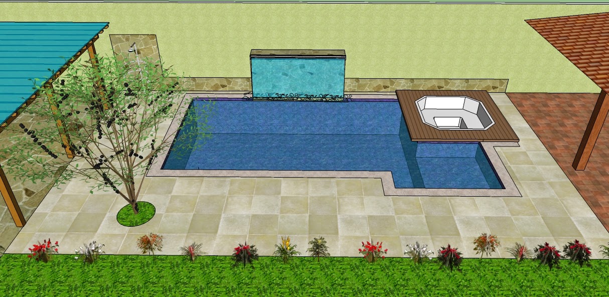 Projetos de Piscinas Raoni: Projetos de Piscina com Banheira SPA