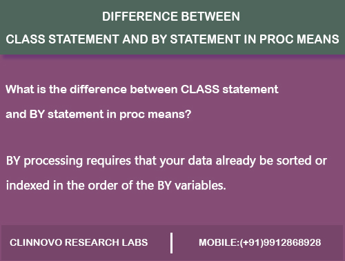 Clinnovo News: Difference between CLASS statement and BY statement in ...