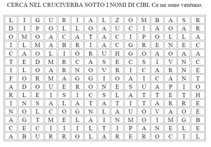 imparare - come si dice?: cruciverba cibi e bevande
