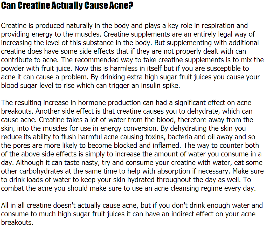 Acne Creatine – Can Creatine Actually Cause Acne? | liamcoe10