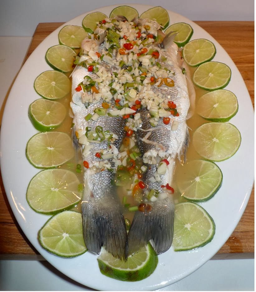 Amporn's Thai Kitchen: Thai steamed Bronzini fish with lime sauce