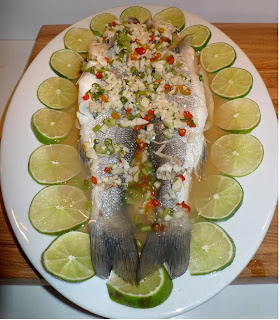 Amporn's Thai Kitchen: Thai steamed Bronzini fish with lime sauce
