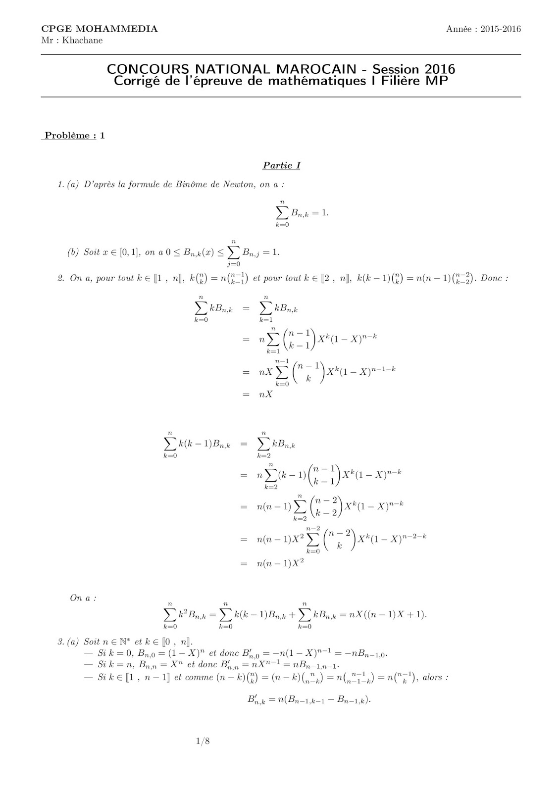 Prepa Excel: CNC math 1 2016