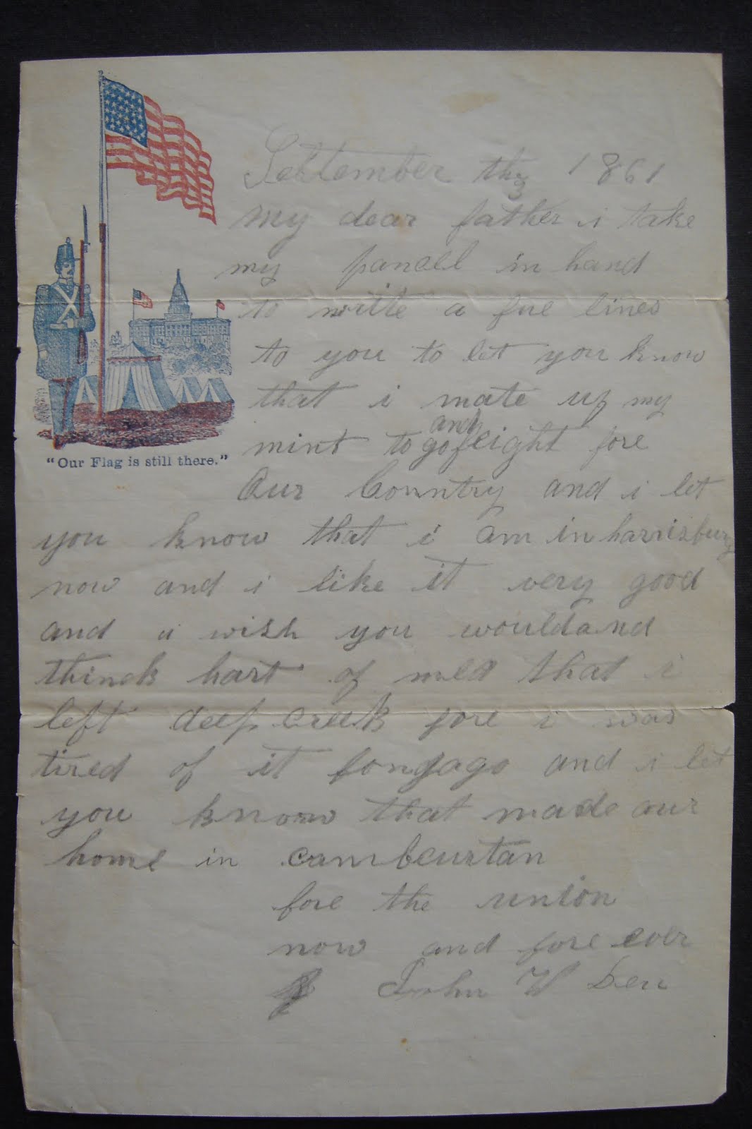 Civil War Letters of John W. Derr: Letter #1 -- Camp Curtin - September ...
