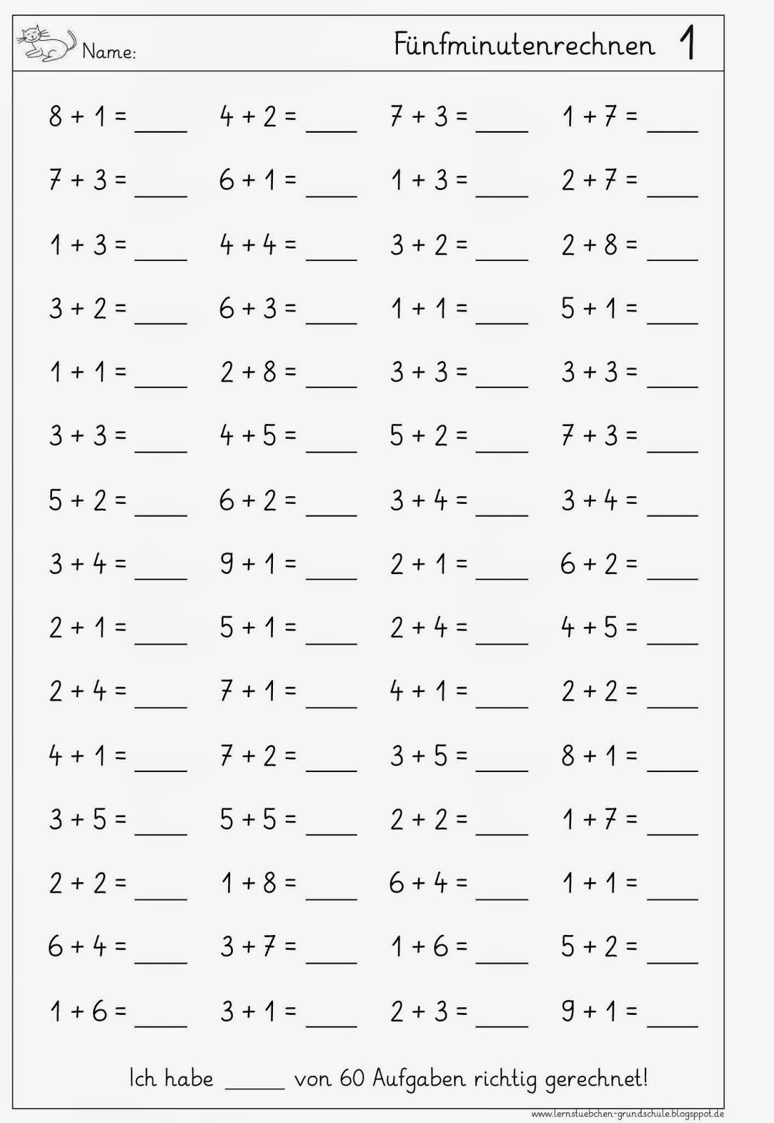 Lernstübchen: Kopfrechnen ZR 10