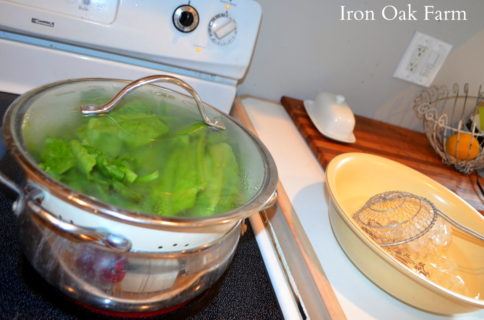 Iron Oak Farm: Spinach: Steaming, Blanching and Freezing