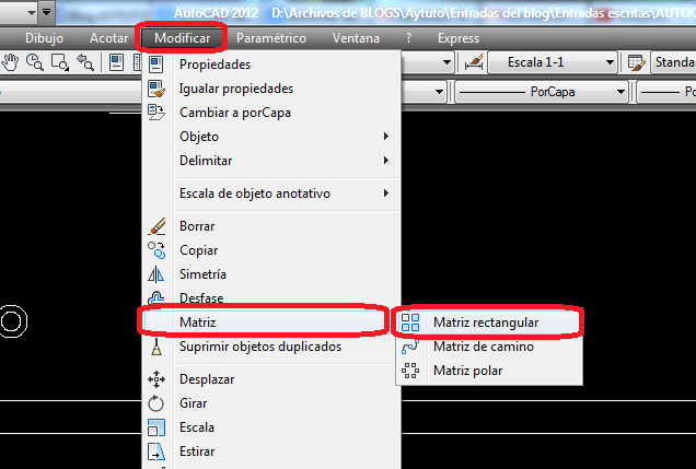 Crear una matriz de elementos en AUTOCAD - AYTUTO Blog