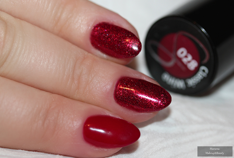 Beauty Place : Manicure hybrydowy: Semilac Classic Wine 028 & brokat