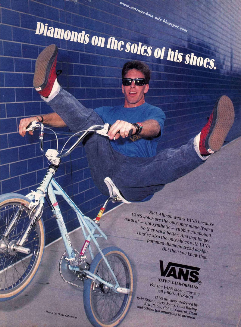 Vintage BMX Ads: VANS - Diamonds on the soles of his shoes.