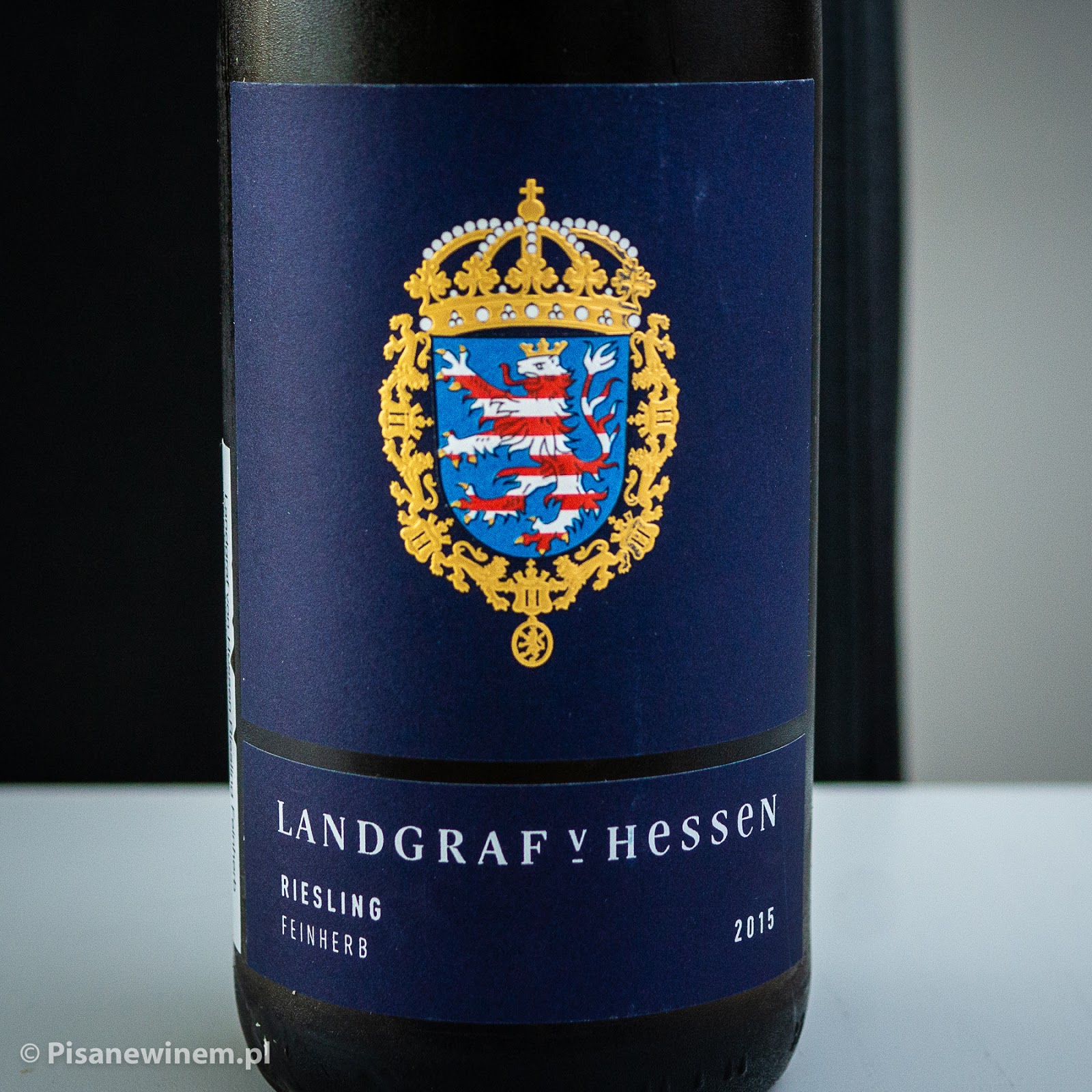 Pisane winem.: Landgraf von Hessen, Riesling Feinherb, 2015.
