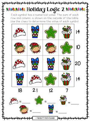 Classroom Freebies Too: FREE Holiday Math Logic