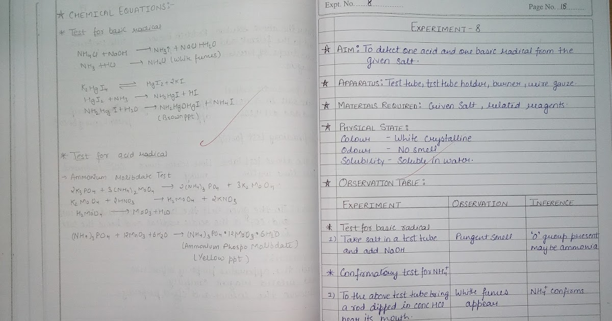 To Detect one Acid and one Basic Radical Salt Experiment : (NH4)3PO4 ...