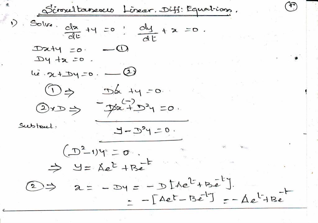 Tpgit Mathematics Simultaneous Linear Differential Equations