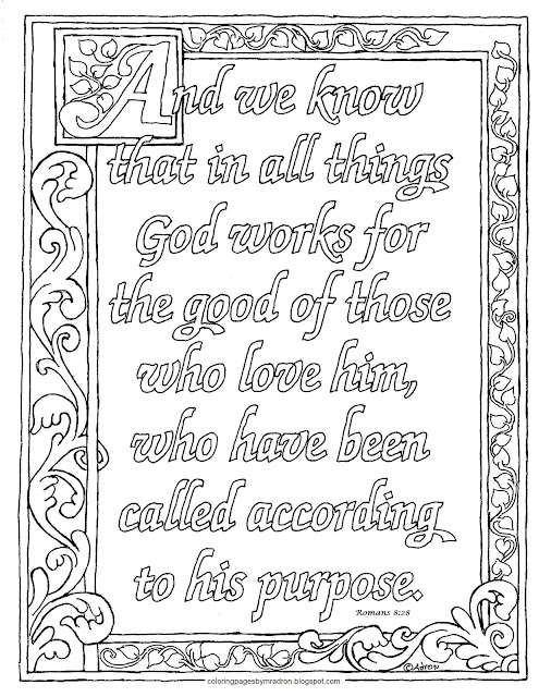 Coloring Pages for Kids by Mr. Adron: Printable Romans 8:28 Coloring Page.