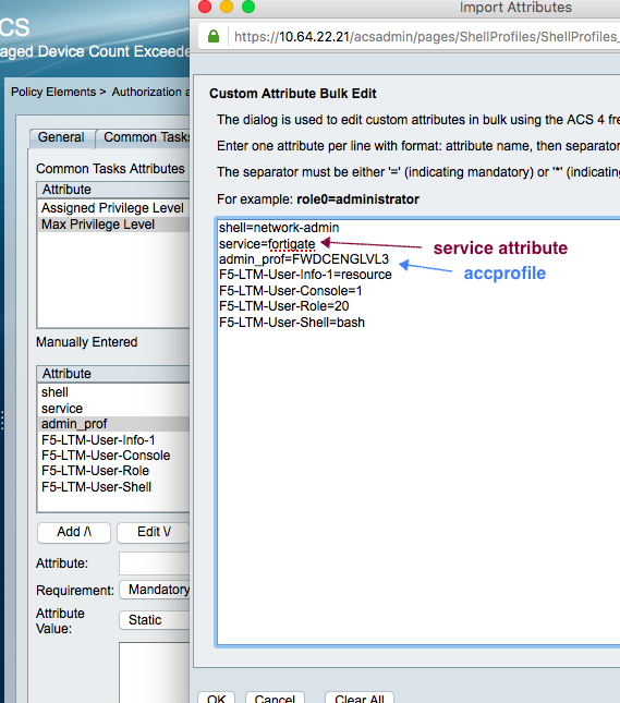 Ken Felix Security Blog: Controlling fortigate cisco ACS 5.8 tacacs+ ...