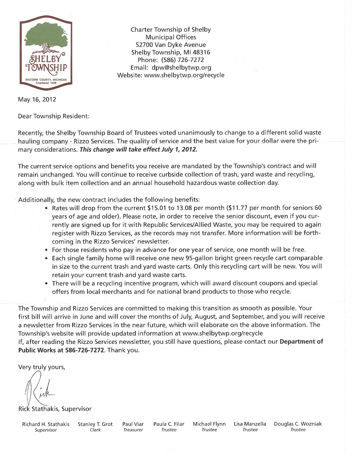 Manors at Central Park: Changes to our trash pick-up