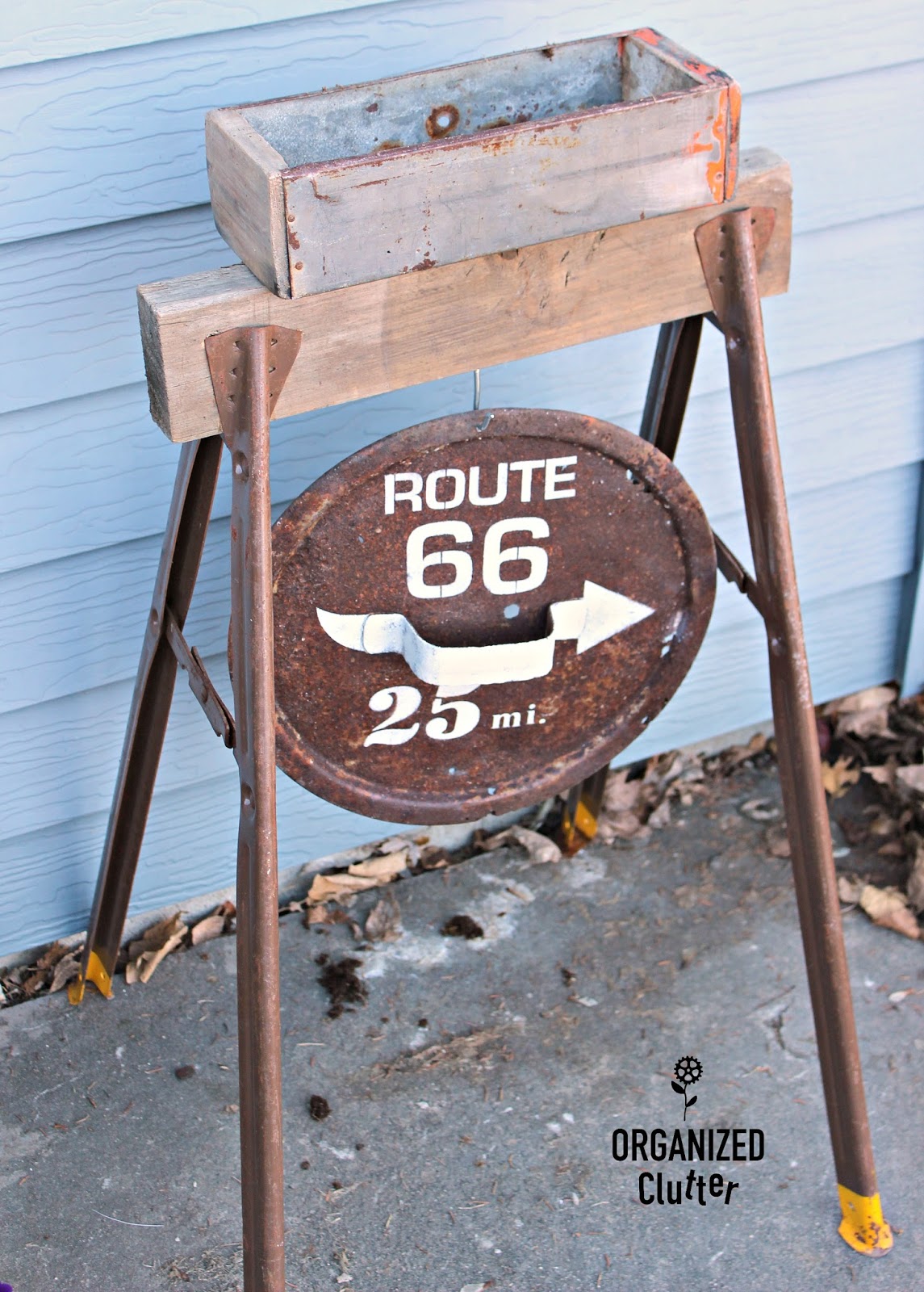 Rustic Junk Garden Route 66 Inspired Planter - Organized Clutter