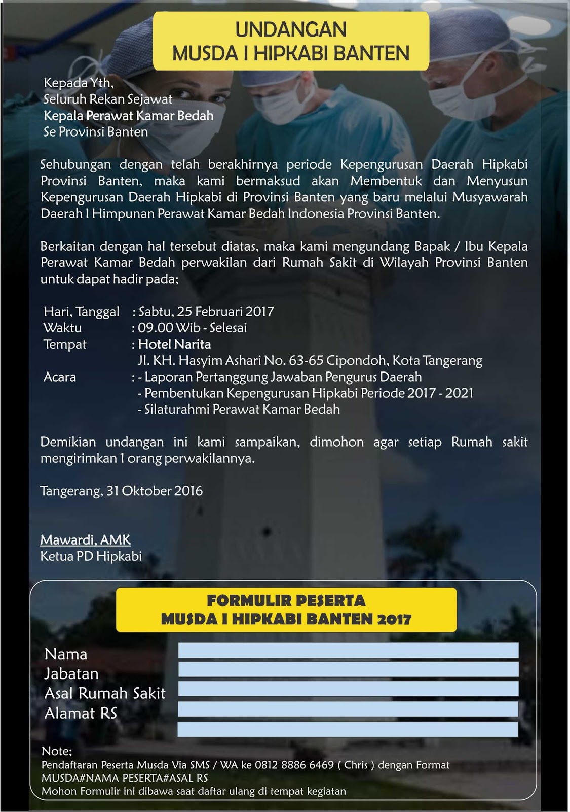 PW HIPKABI BANTEN: Pelatihan Dasar Perawat Kamar Bedah dan Musyawarah ...