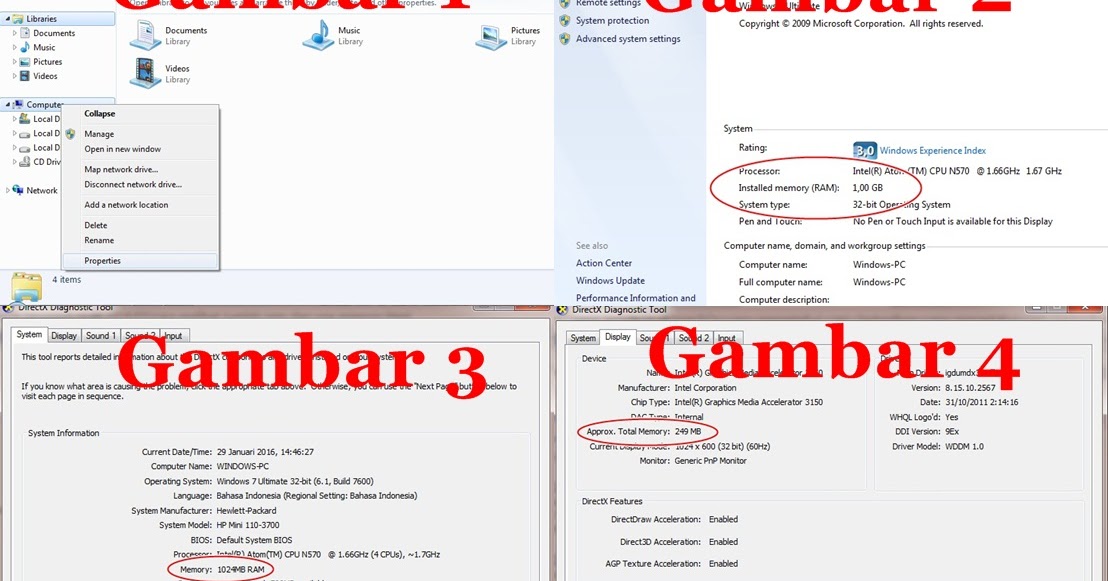 Cara Mengetahui Ukuran RAM dan VGA Memory pada Komputer/Laptop