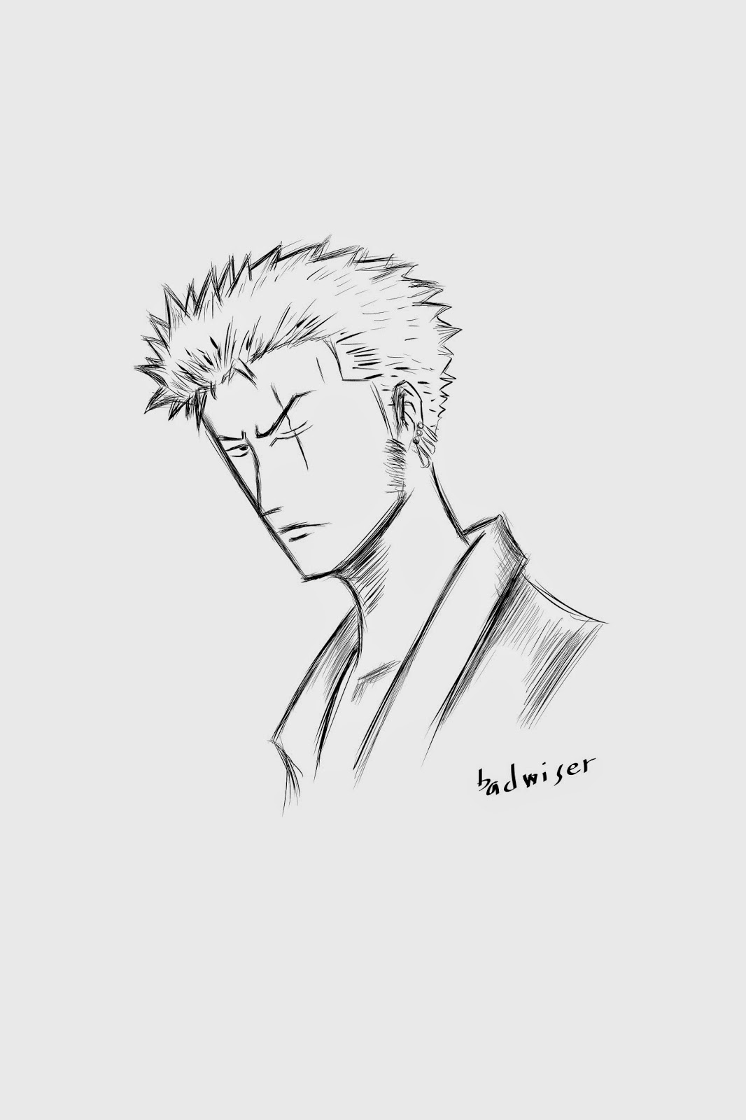 One Piece Fan Art by Badwiser: Roronoa Zoro Rough Sketch